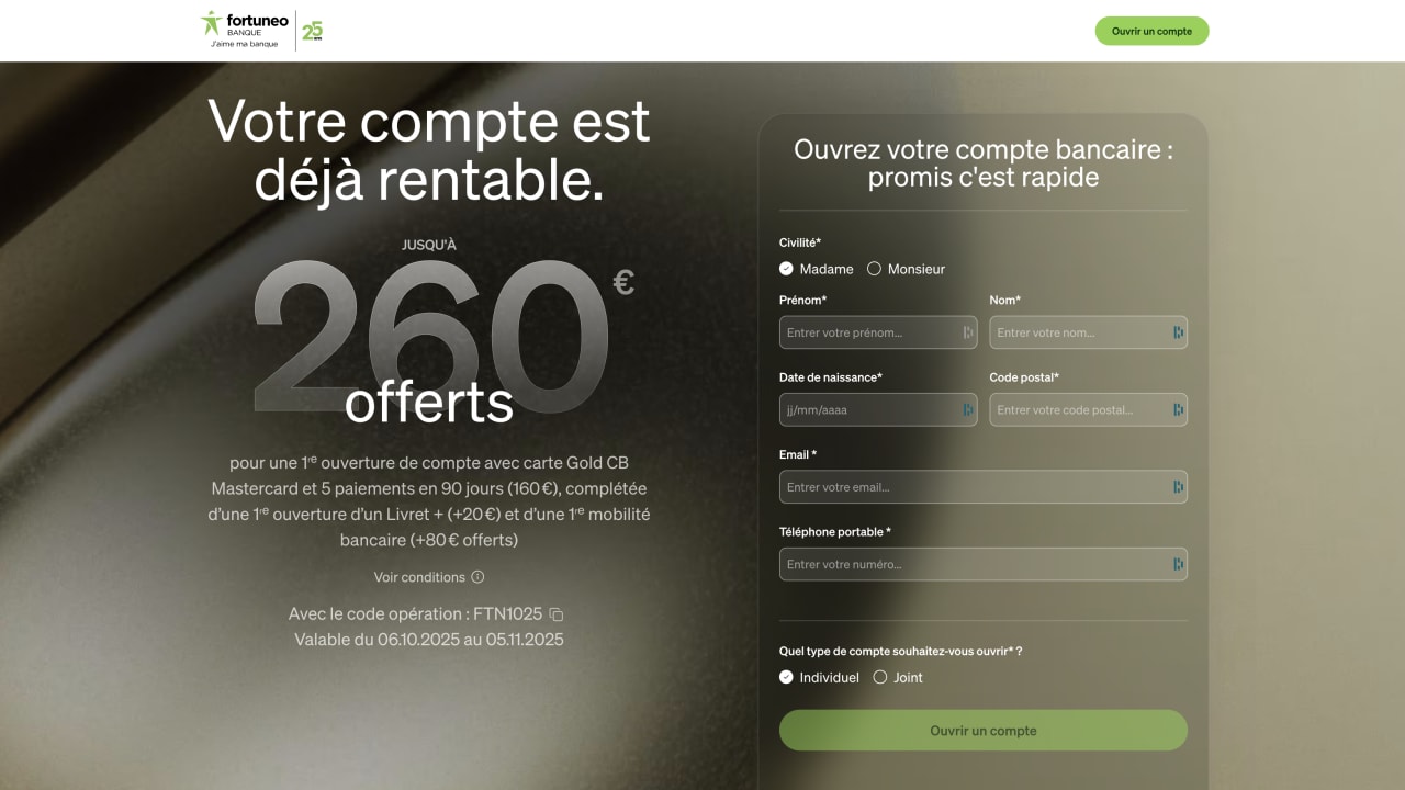 Fortuneo : la prime de 260 euros prolongée