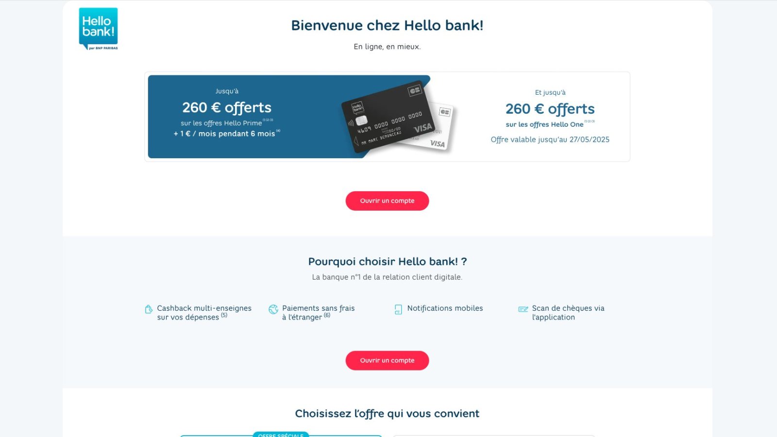 Hello bank ! : jusqu'à 260 euros de récompenses pour les nouveaux clients